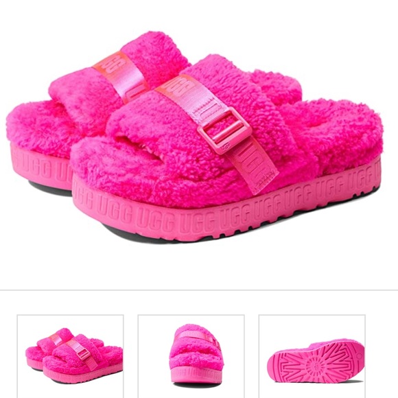 UGG | Shoes | Barbiecore Ugg Fluffita Furry Slide Sandal Platform Taffy ...